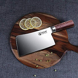 WALLOP Bone Chopper - 7.5 inch Meat Cleaver Knife Bone Chopping Knife Chinese Chef Knife Butcher Knife, German Stainless Steel Ergonomic Wenge Wood Handle for Home Kitchen or Restaurant