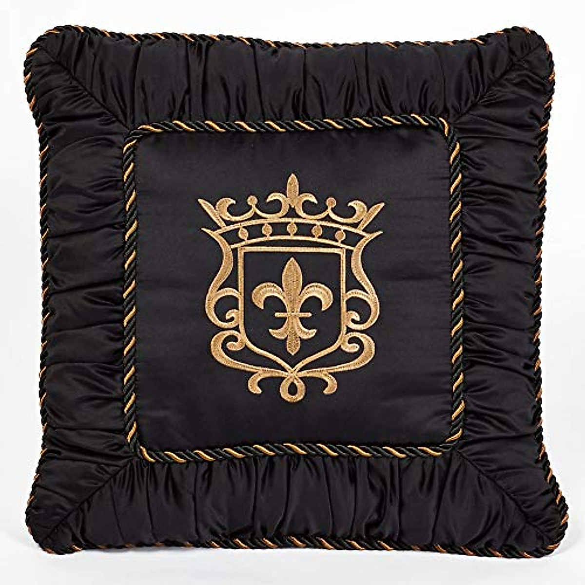 Jeffrey Home Exclusive Triomphe Embroidered Crest Square Pillow Latte 18" Square