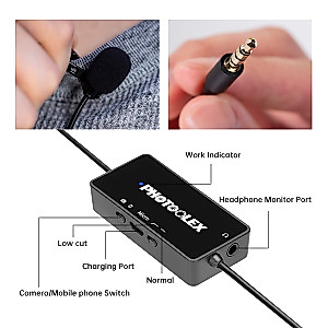 PHOTOOLEX Professional Lavalier Lapel Microphone Omnidirectional Condenser Mic for iPhone Android Smartphone,Podcasting, Recording, DSLR, Camera, Smartphone, PC, Laptop (236in)