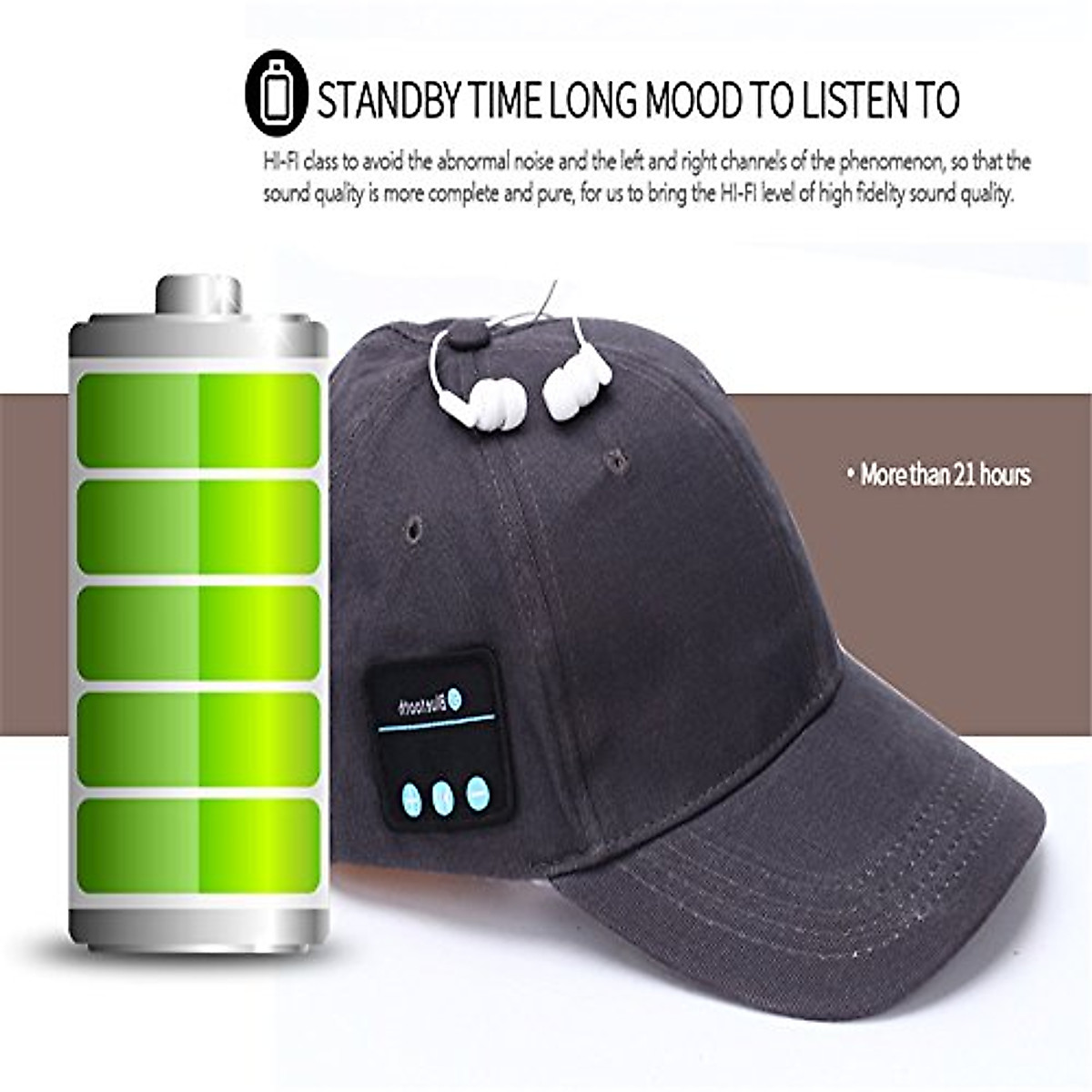 Lzcat Unisex Bluetooth Baseball Cap Sun Hat Smart Wireless Bluetooth Headset Sports Cap Music Speaker Mic Summer Cap (Grey)