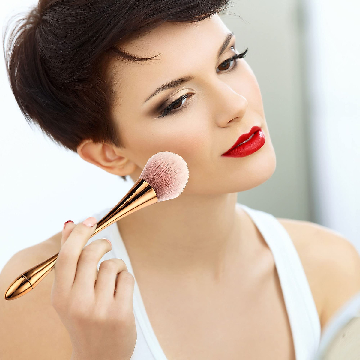 Boao 2 Pcs Large Fluffy Makeup Brushes Soft Bronzer Powder Brush for Coverage Loose Blending Buffing Nail Foundation(Rose Gold)