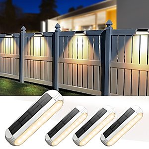 Ahaorigin Solar Outdoor Lights 4 Pack, Bright Fence Lights with Multi-Color Changing & Warm White Mode, Upgraded Solar Step Lights Outdoor Waterproof for Garden Deck Post Stair Yard and Wall