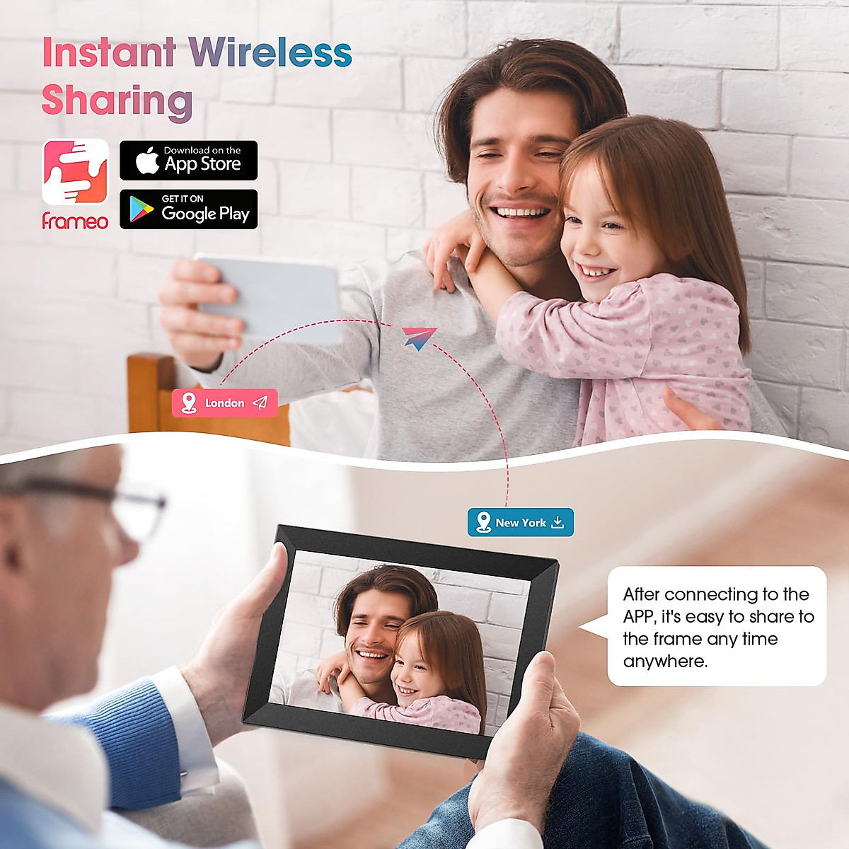 WiFi 10.1'' Digital Picture Frame with 1280x800 Resolution, Touchscreen Digital Photo Frame Share Photos and Videos Remotely via APP - Gift Guide for Christmas