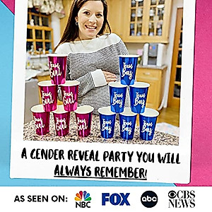 A3 DIRECT Team Boy Girl Gender Reveal Cups (12 oz, 40 Pack) - Boy or Girl Gender Reveal Party Supplies, Pink and Blue Baby Shower Decorations