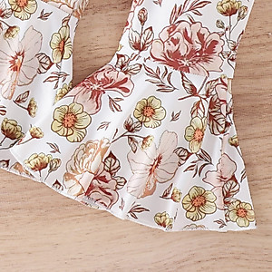 Fernvia Infant Baby Girl Clothes Suspenders Short Sleeve Ribbed Romper Flared Pants Set Headband 3pcs Summer Outfit