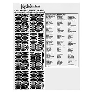 158 Pieces Chalkboard Pantry Labels for Food Containers, Preprinted White All Caps on Black Stickers for Jars, Kitchen Canisters (Water Resistant)