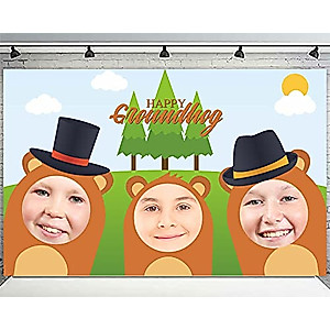 Happy Groundhog Day Banner Cute Animals Theme Pretend Play Party Game Decor Decorations for Season Forecast 1st Birthday Party Spring February 2nd Holidays Festival Groundhog Day Supplies Background