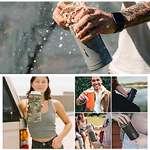 BrüMate Hopsulator Trio 3-in-1 Insulated Can Cooler for 12oz / 16oz Cans + 100% Leak Proof Tumbler with Lid | Insulated for Beer, Soda, and Energy Drinks (Matte Gray)