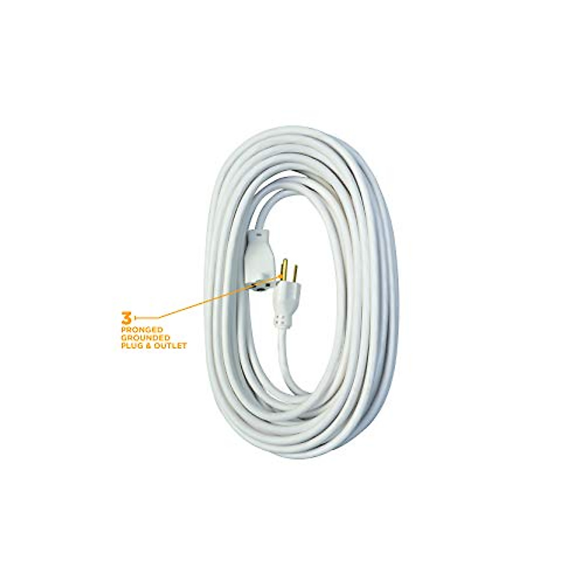 Yard Master 992382 White Patio 40-Foot; 3-Pronged; 16 Gauge Extension Cord; 13 AMPS; 125 Volts; 1625 Watts; Ideal for Use with Outdoor Appliances; Decorative Lights and Holiday Displays
