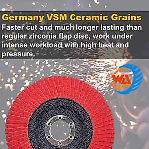 WA 3PCS - 4 1/2"x7/8" Curved Edge 60# Fillet Weld VSM Ceramic Flap Discs Sanding Disc Grinding Wheel for Angle Grinder Metal/Stainless Steel 4 1/2 Inch Grit 60