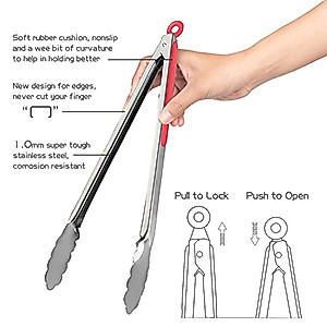 Kitchen Tongs Set of 2-16-inch & 12-Inch Metal Tongs for Cooking and Grilling, Stainless Steel Cooking Tongs with Silicone Rubber Grips Small Kitchen Tongs Large Grill Tongs Dishwasher Safe