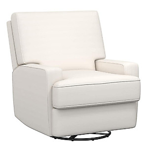 Baby Relax Rylan Swivel Glider Recliner Chair, Coil Seating, White