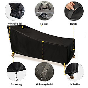SIHAIAN Chaise Lounge Cover Waterproof Patio Lounge Chair Cover UV Resistant Lounger Covers Dust-Proof Outdoor Lounge Chair Covers 1Pack Patio Furniture Covers 78Lx32Wx35H in Black