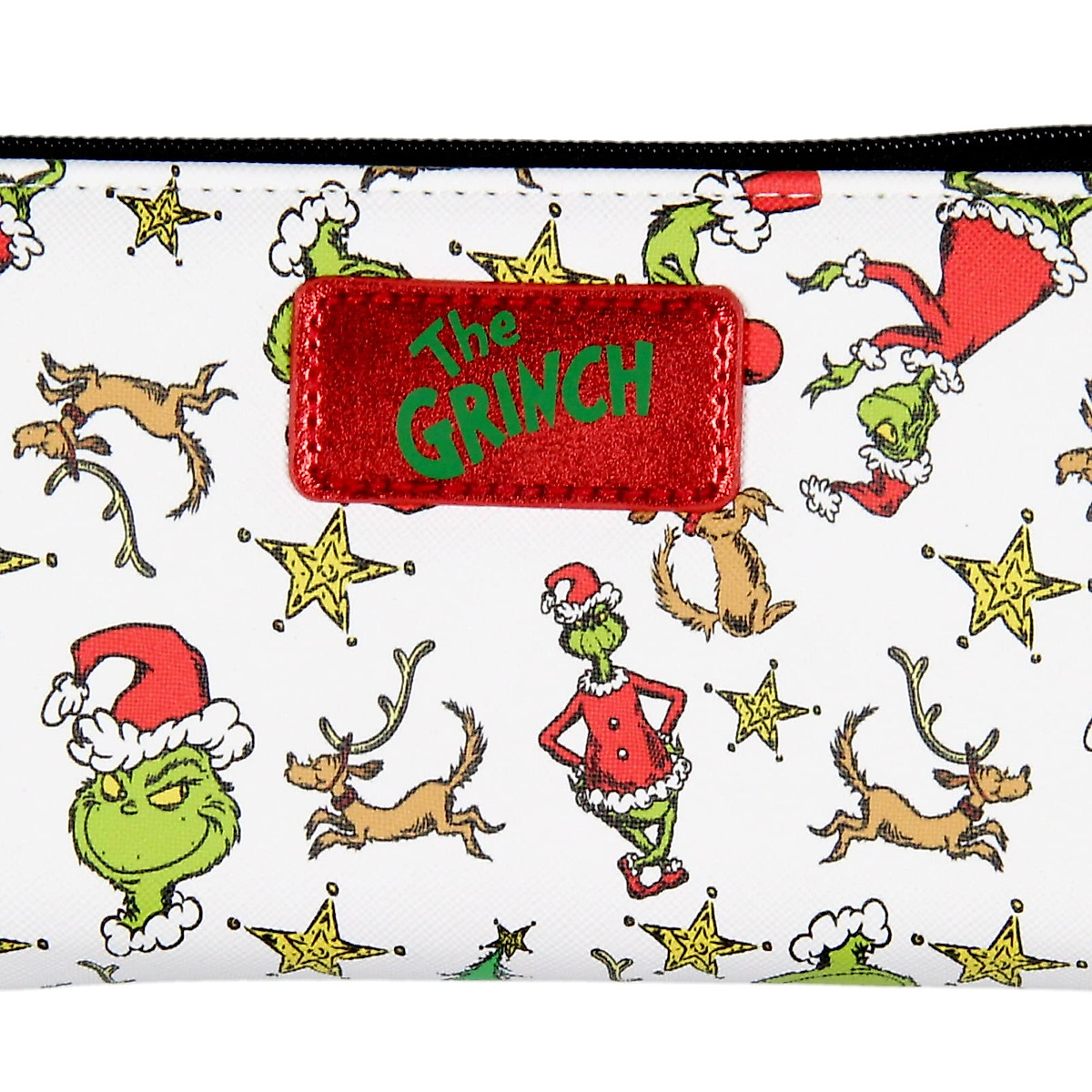 Bioworld How The Grinch Stole Christmas Grinch And Max faux Saffianno Leather Zip Closure Wallet