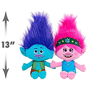 Trolls 13-inch World Tour Poppy & Branch Friendship Plush 2-Pack Stuffed Animals, Kids Toys for Ages 3 Up, Amazon Exclusive by Just Play