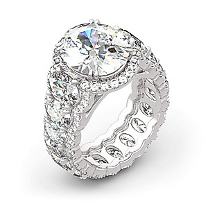 Jeulia 8.2 Carat Halo Rings for Women Sterling Silver Oval Cut Cubic Zirconia Wedding Rings CZ Solitaire Engagement Rings Romantic Jewelry Gift (5.5)