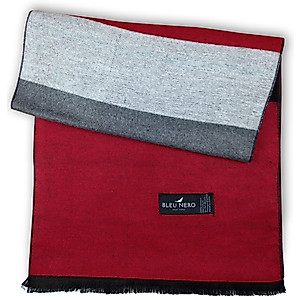 Livativ Bleu Nero Luxurious Winter Scarf for Men and Women – Large Selection of Unique Design Scarves – Super Soft Premium Cashmere Feel Red Black Grey Two-sided Stripes