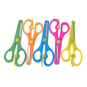 Kinteshun Children Scissors,Kids’ Artwork Blunt Tip Anti-Pinch Shears Students Cutter Scissors for DIY Handcraft Projects(5pcs)