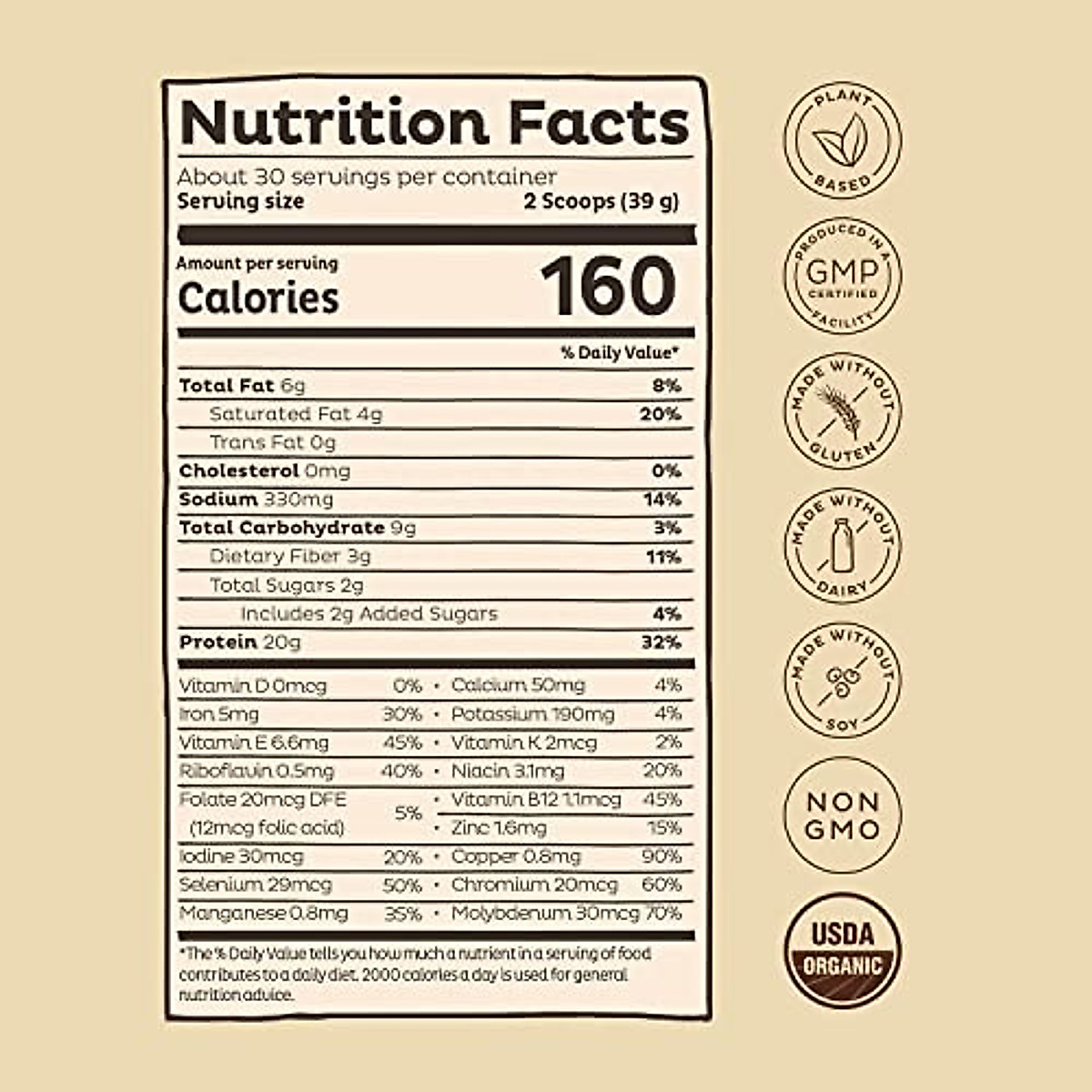 KOS Vegan Protein Powder Erythritol Free, Chocolate - Organic Pea Protein Blend, Plant Based Superfood Rich in Vitamins & Minerals - Keto, Dairy Free - Meal Replacement for Women & Men, 30 Servings