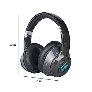 New Wireless Bluetooth 5.0 Headband Headset Luminous Retractable Folding HiFi Subwoofer Full Wrap-Around Ear Wireless Bluetooth Headset for Sports Gym (Black)