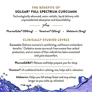 Solgar Full Spectrum Curcumin Sleep Ease, 60 Licaps - Supports Calm, Tranquil Rest & Relaxation, Antioxidant Support - Melatonin, PharmaGABA, Venetron, Curcumin - Non-GMO, Vegetarian - 30 Servings