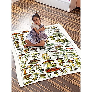 Avalokitesvara Vintage Edible Mushroom Flannel Blanket Super Soft and Warm for Bed Couch Sofa 80x60 Inch Twin Blanket for Adult