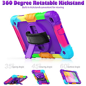 ausleben 2019 Case for Samsung Galaxy Tab A 8.0 inch case 2019,SM-T290/SM-T295.Full Body Protection Case with Built-in Screen Protector Pen Holder [360 Rotating Hand Strap] for T290 (Colourful)