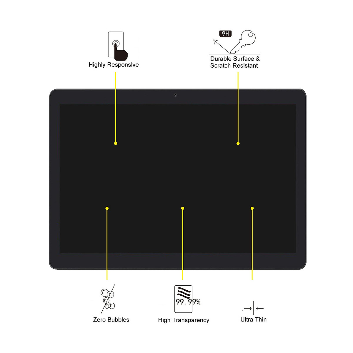 Transwon 2-Pack Tempered Glass Screen Protector for WHOOP TAB-8US2 Tablet, WHOOP TAB-8US2 Screen Protector