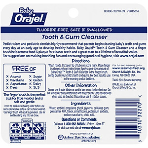Orajel Elmo Fluoride-Free Tooth & Gum Cleanser with Finger Brush, Combo Pack, Fruity Fun Flavored Non-Fluoride, 0.7 oz.