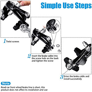 Riakrum 6 Pieces Bike Brakes Calipers Road Bike C Shape Brake Aluminum Bicycle Brake Lever Brake Housing and Cable Brakes C Type Replacement Set for Road Bike