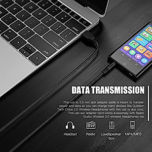 BERLAT 3.5mm Male AUX Audio Jack to USB 2.0 Male Charge Cable Adapter Cord, 2pack Audio Car Stereo Jack Cables to USB 2.0, USB Connection Kit, for Music Player- 3.3ft（Support Data Transmission）