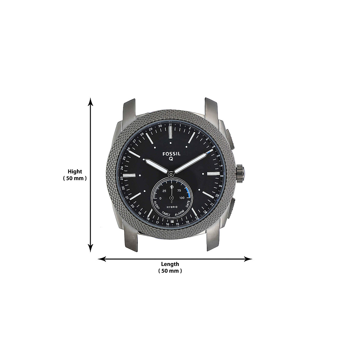 Fossil Men's 45mm Machine Stainless Steel Hybrid Smart Watch, Color: Smoke (Model: FTW1166)