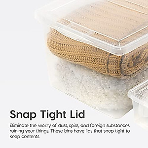 IRIS USA 6.7 Qt. Lightweight Plastic Storage Container Bin with Latching Lid, 6 Pack, for Shoes, Heels, Action Figures, Crayons/Pens, Art Supplies, School Supplies, Stackable and Nestable, Clear