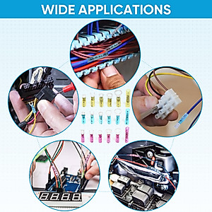 TICONN 120Pcs Heat Shrink Wire Connectors, Waterproof Automotive Marine Electrical Terminals Kit, Crimp Connector Assortment, Ring Fork Spade Splices