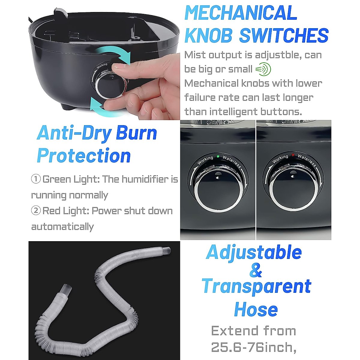 Top fill Reptile Fogger Terrariums Humidifier Fog Machine Mister with 4L Visible Large Tank & Extension Hoses, Suitable for Terrariums & Enclosures, Ideal for Reptiles/Amphibians/Herps/Vivarium/Moss