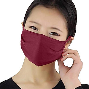 Outsta Toys 10pcs Adult Face Bandanas Full Face Protection Reusable Washable Breathable Cotton Face Bandanas with Elastic Ear Loops (Wine, Without Replacement Filter Slot)