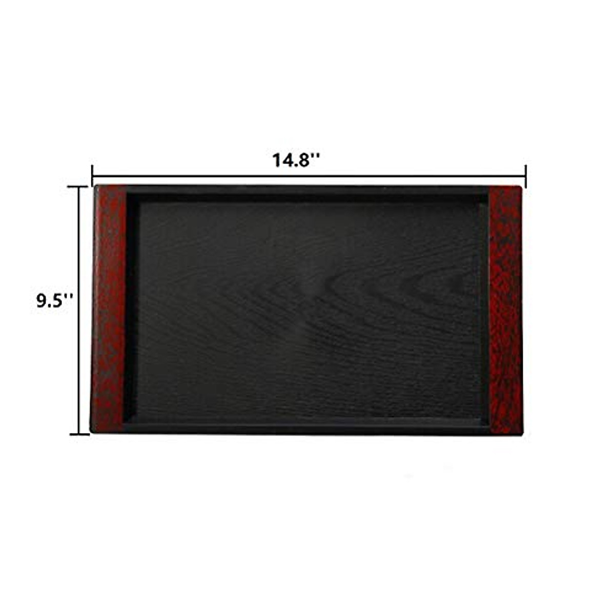 DayCount Melamine Serving Tray Large Rectangle - 14.8'' x 9.5'' Wood Grain Black Plastic Plate or Platter for Parties, Dinner, Thanksgiving, BBQ & Baking