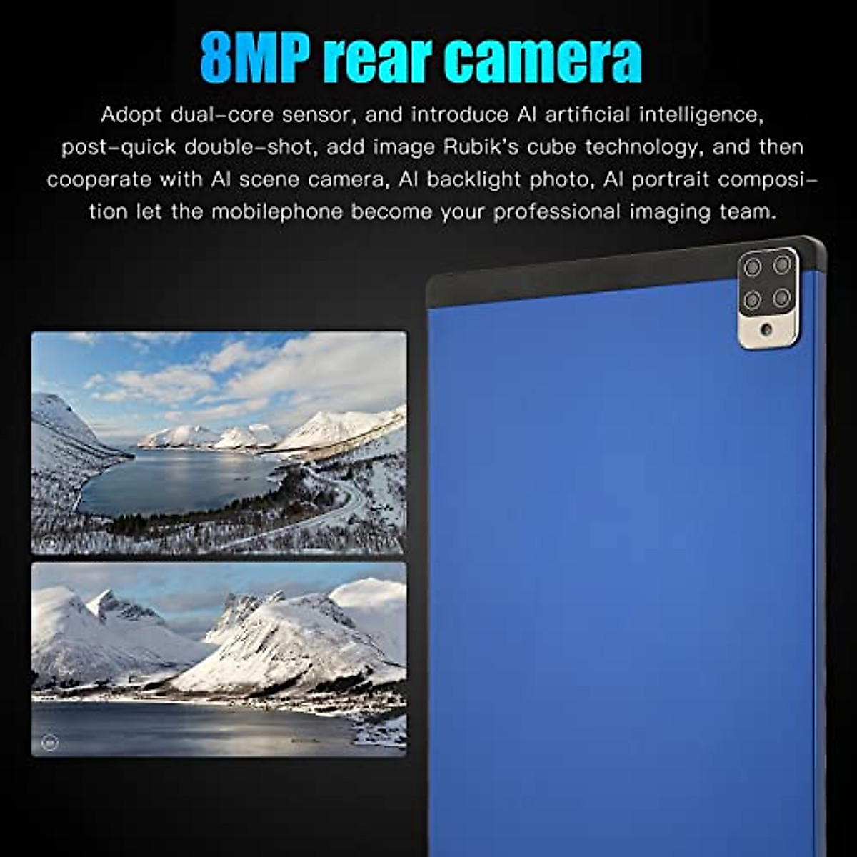 soobu 10 Inch Tablet, IPS Display Octa Core CPU Gaming Tablet 5000mAh Blue for Home (US Plug)