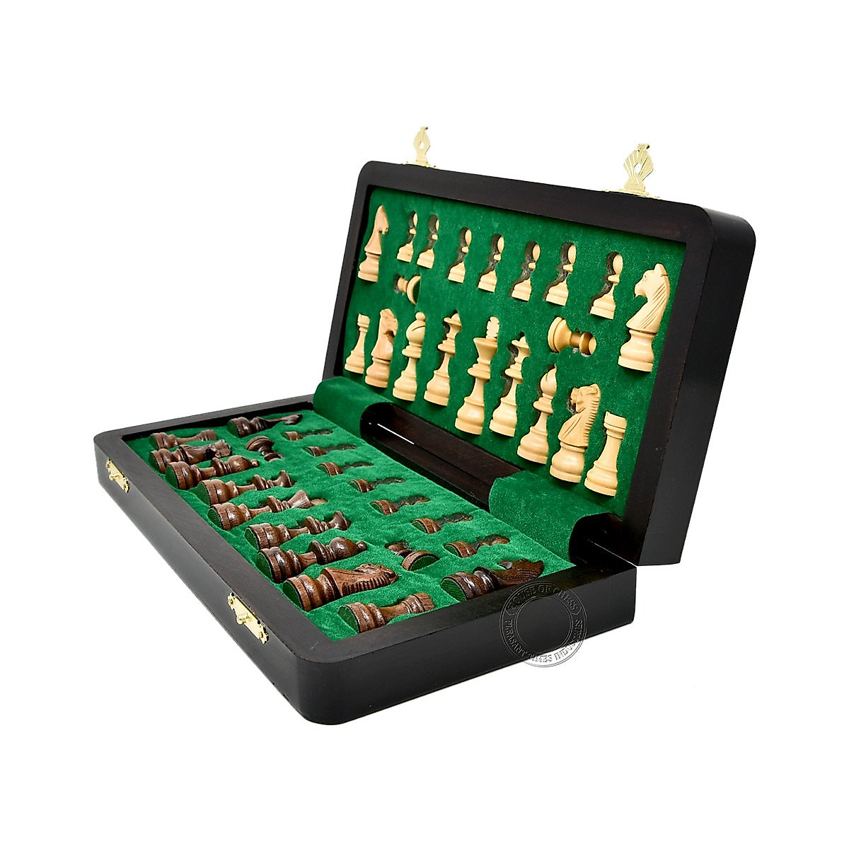 House of Chess - 10 Inch Wooden Magnetic Folding Travel Chess Set/Board with 2 Extra Knights, 2 Extra Pawns, 2 Extra Queens and Algebraic Notation - Handmade - Premium Quality