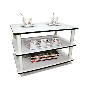 Furinno 11173 Just 3-Tier No Tools Coffee Table, White w/White Tube