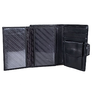 Genuine Stingray Leather Business Window Card Men Black Bifold Snap Coin Wallet