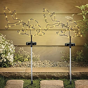 Woohaha Solar Pathway Lights Outdoor,2PACK 26inch Hummingbird Solar Copper Lights with 8 Modes,Solar Garden Lights,Solar Walkway Lights for Garden, Landscape, Path, Yard, Patio, Driveway(Hummingbird)