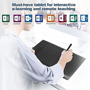 TeinenRon Graphics Drawing Tablet,10 x 6 Inch Drawing Tablet with 8192 Levels Pen and Bag,12 Hot Keys,Compatible with PC/Mac/Android for Painting,Design & Online Teaching