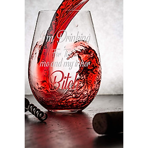 AW Fashions I'm Drinking For Two Me And My Inner Bitch Funny 15oz Crystal Stemless Wine Glass - Fun Wine Glasses with Sayings Gifts For Women, Her, Mom on Mother's Day Or Christmas