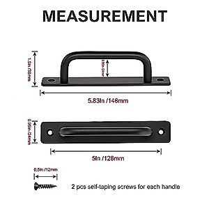 Ravinte Barn Door Handles 2 Pack Sliding Door Handle 5" Hole Center Barn Door Handles Black Cabinet Handles Door Pull Handle Aluminum Alloy Door Pulls with Plate for Sliding Closet Door Handle