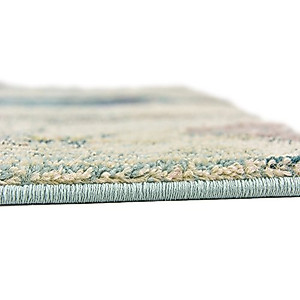 Unique Loom Positano Collection Coastal Modern Fish Light Blue Runner Rug (2' x 7')