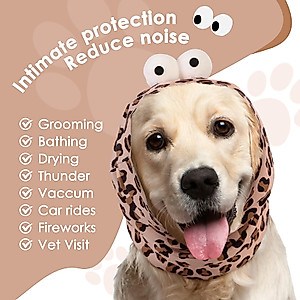 SAWMONG Dog Calming Hoodie,No Shake Ear Wraps for Anxiety Relief,Ear Head Covers for Noise Fireworks Dog Ear Muffs,Leopard,S