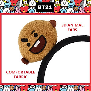BT21 LINE FRIENDS 3D Plush Embroidered Womens Headband, SHOOKY, One Size