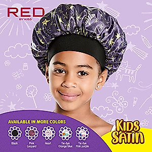 Red by Kiss Kids Satin Bonnet Sleep Cap Reversible Hair Bonnet for Boys and Girls Sleeping Night Silk Sleep Cap (Star) Multi Color