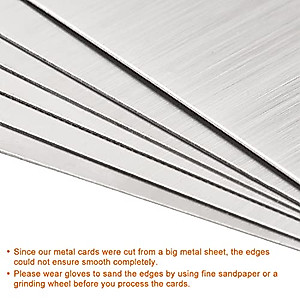 uxcell Blank Metal Card 88x53x0.4mm Brushed 201 Stainless Steel Plate for DIY Laser Printing Engraving Silver Tone 15 Pcs